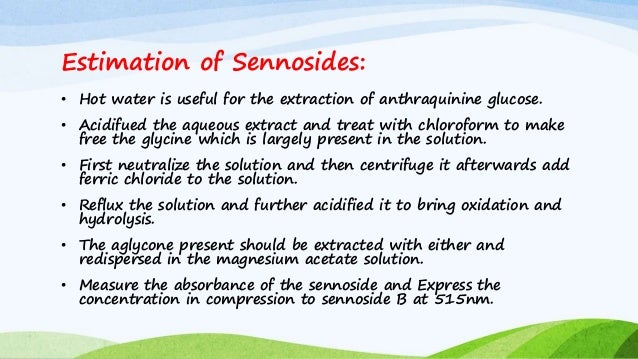 Isolation and detection of active principles of the sennoside from the ...