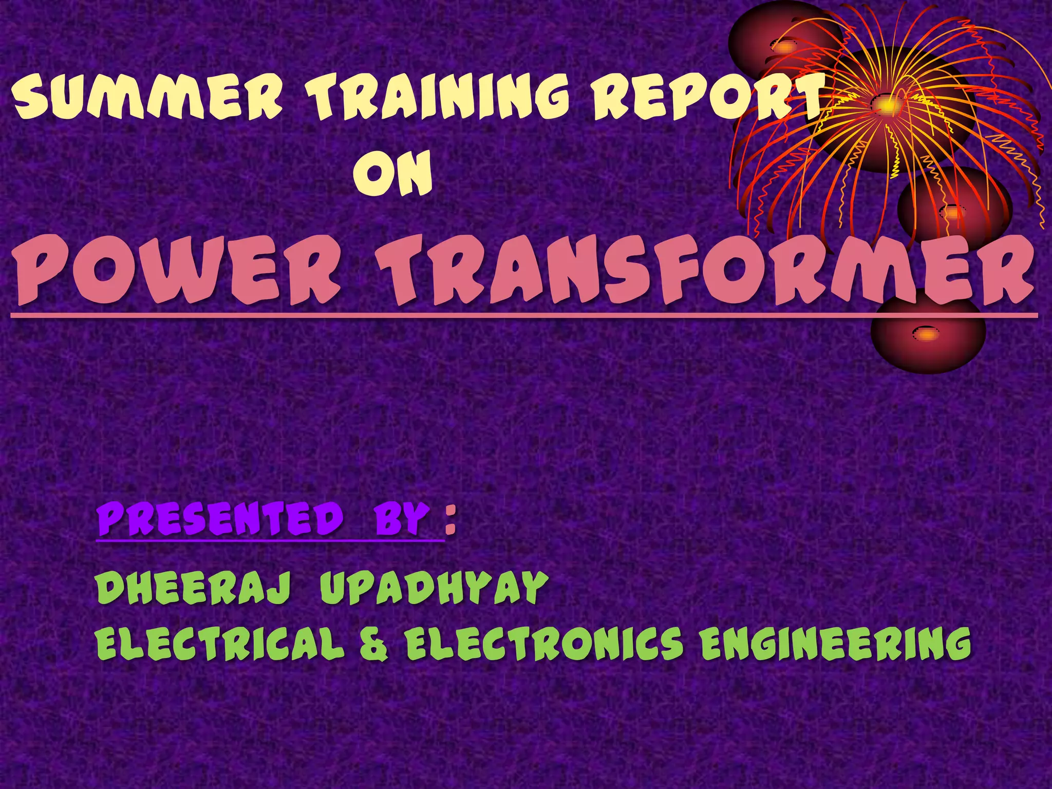 Power Transformer ( Summer Training presentation BHEL ) | PPTX