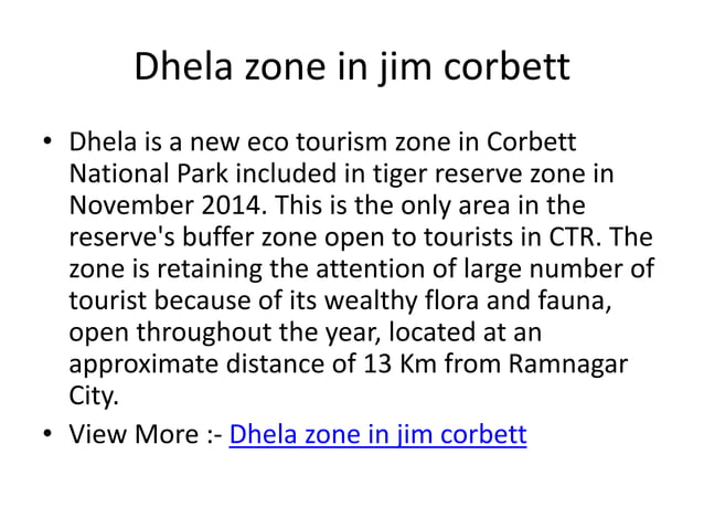 Dhela zone in jim corbett | PPT