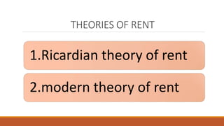 FACTORS OF PRODUCTION – LAND & ITS CHARACTERISTICS – THEORIES OF RENT ...