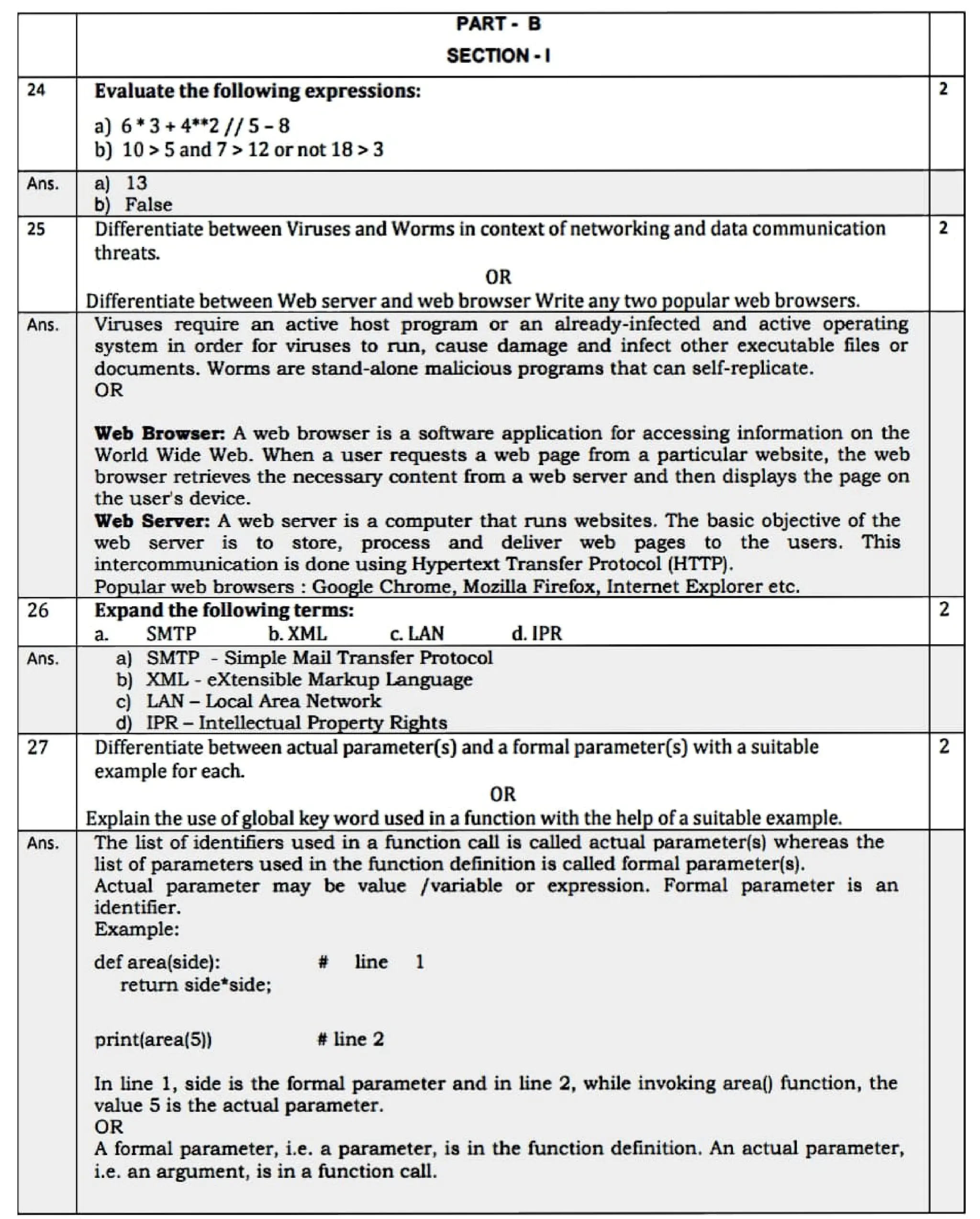 Class 12 computer sample paper with answers | PDF