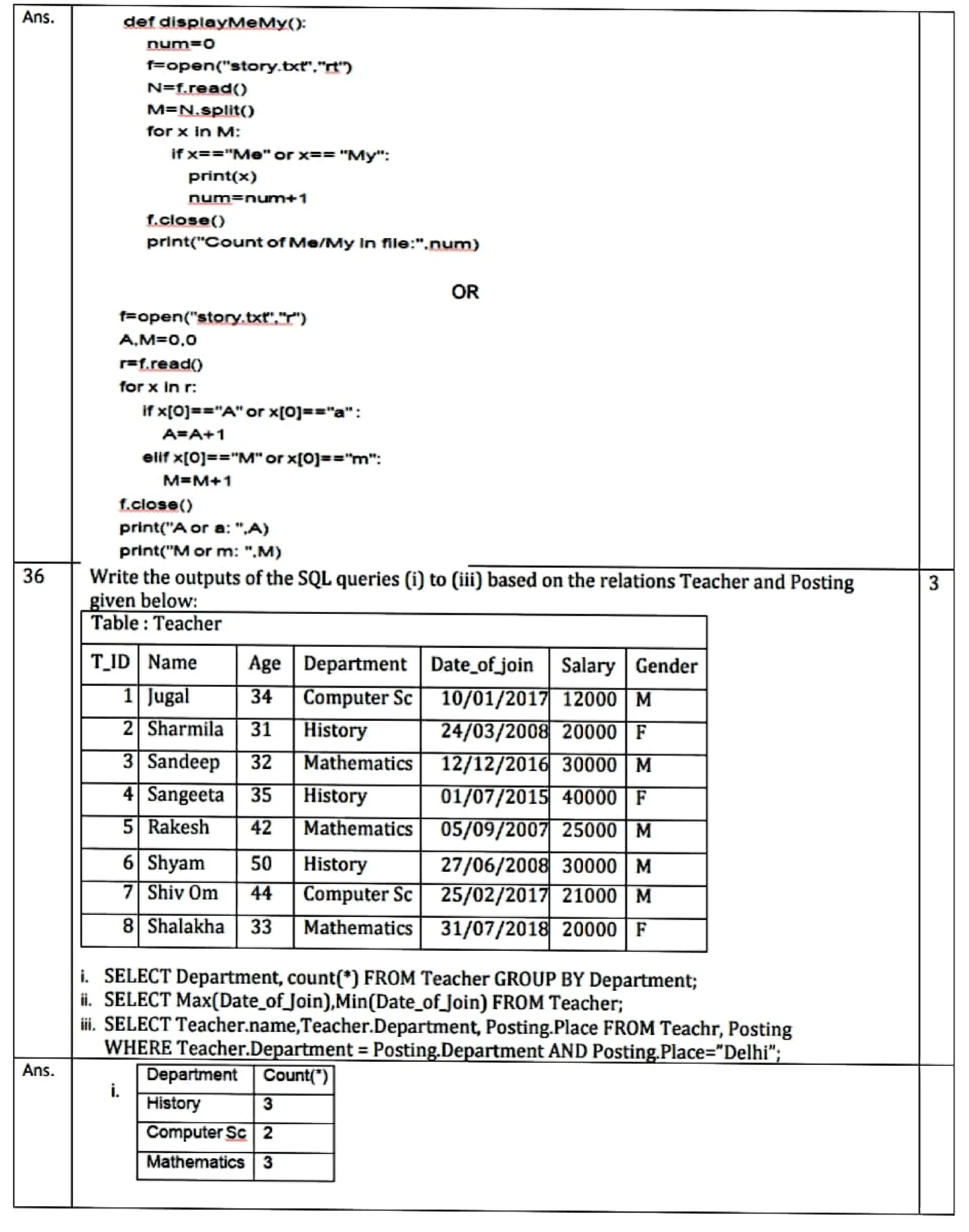 Class 12 computer sample paper with answers | PDF