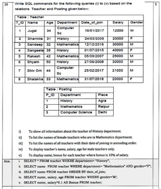 Class 12 computer sample paper with answers | PDF