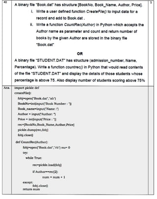 Class 12 computer sample paper with answers | PDF