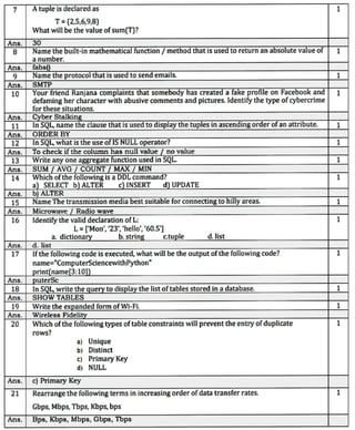 Class 12 computer sample paper with answers | PDF