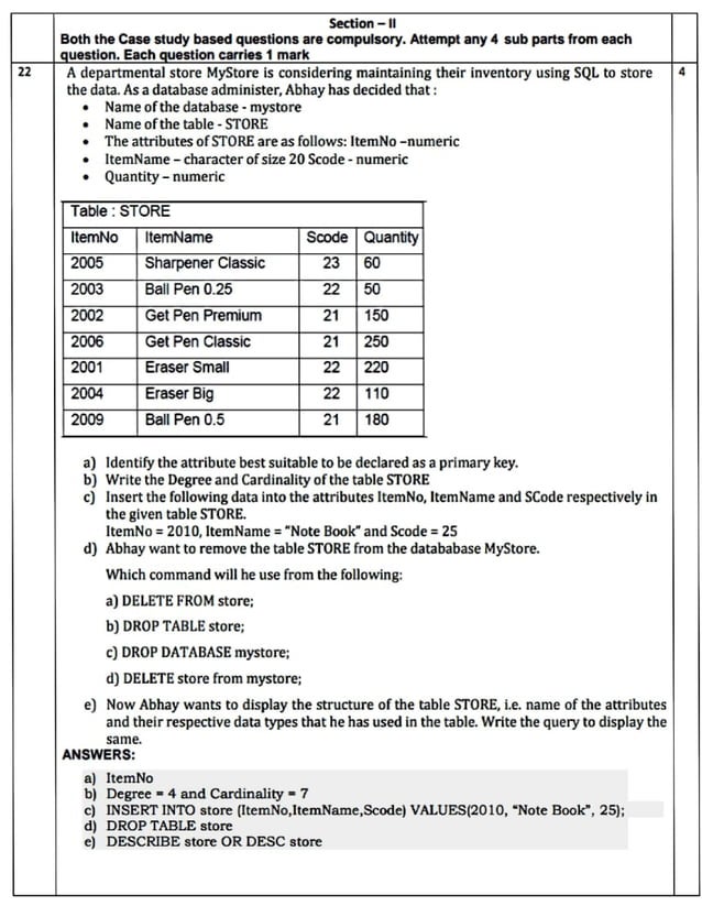 Class 12 computer sample paper with answers | PDF