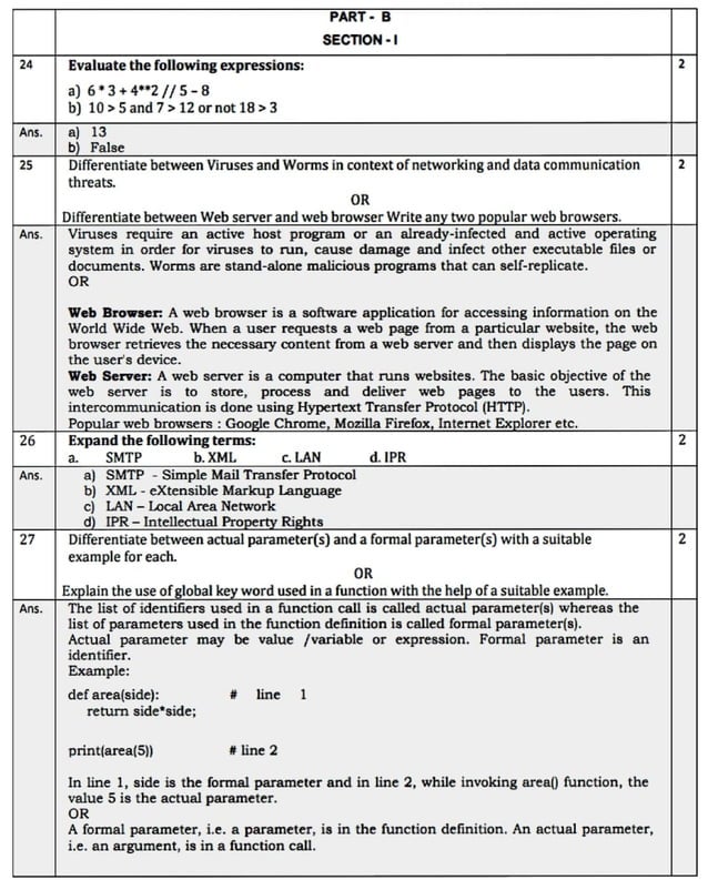 Class 12 computer sample paper with answers | PDF