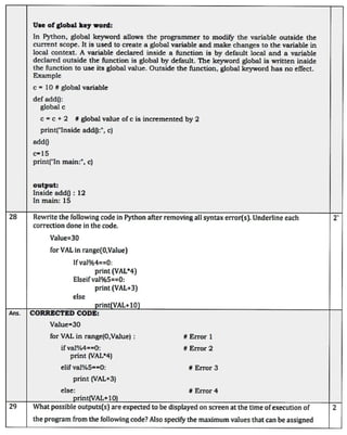Class 12 computer sample paper with answers | PDF