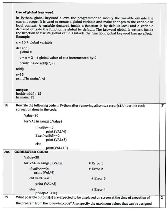 Class 12 computer sample paper with answers | PDF