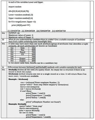Class 12 computer sample paper with answers | PDF