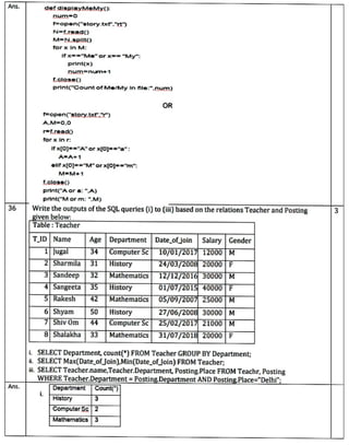 Class 12 computer sample paper with answers | PDF
