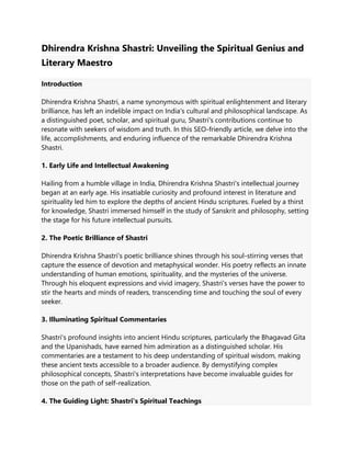 Dhirendra Krishna Shastri: Unveiling the Spiritual Genius and Literary ...