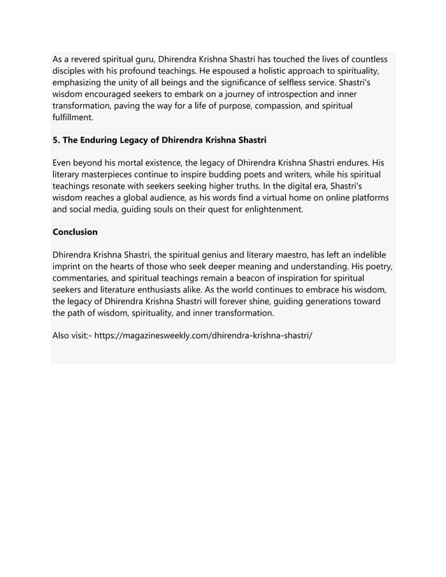 Dhirendra Krishna Shastri: Unveiling the Spiritual Genius and Literary ...