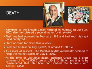 Dhirubhai Ambani--Personality Profile | PPTX