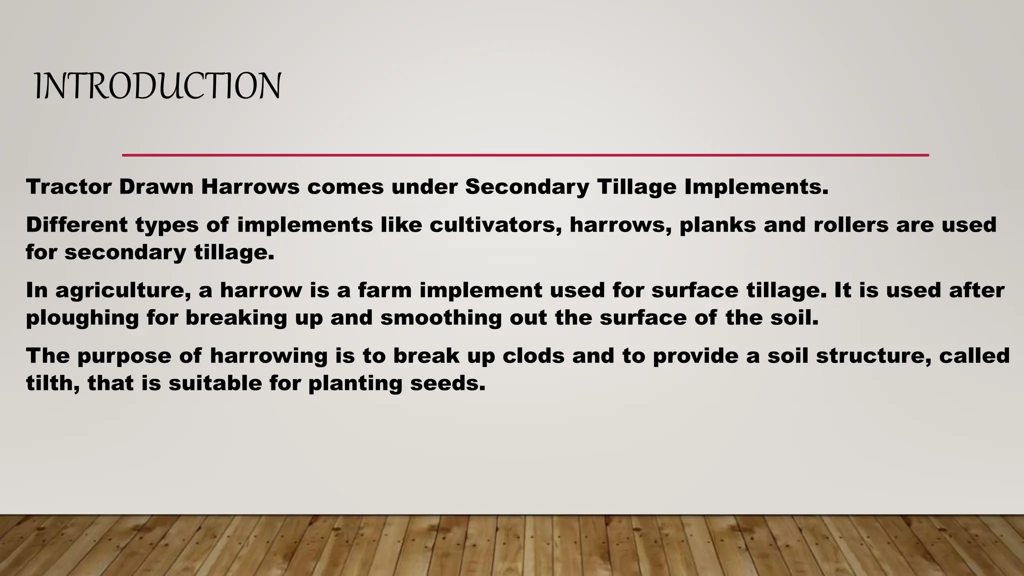 Tractor Drawn Harrows by Dhivyadharshini | PPTX