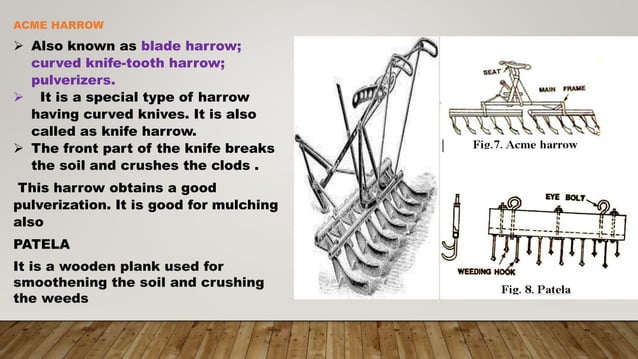 Tractor Drawn Harrows by Dhivyadharshini | PPTX | Agriculture | Industries