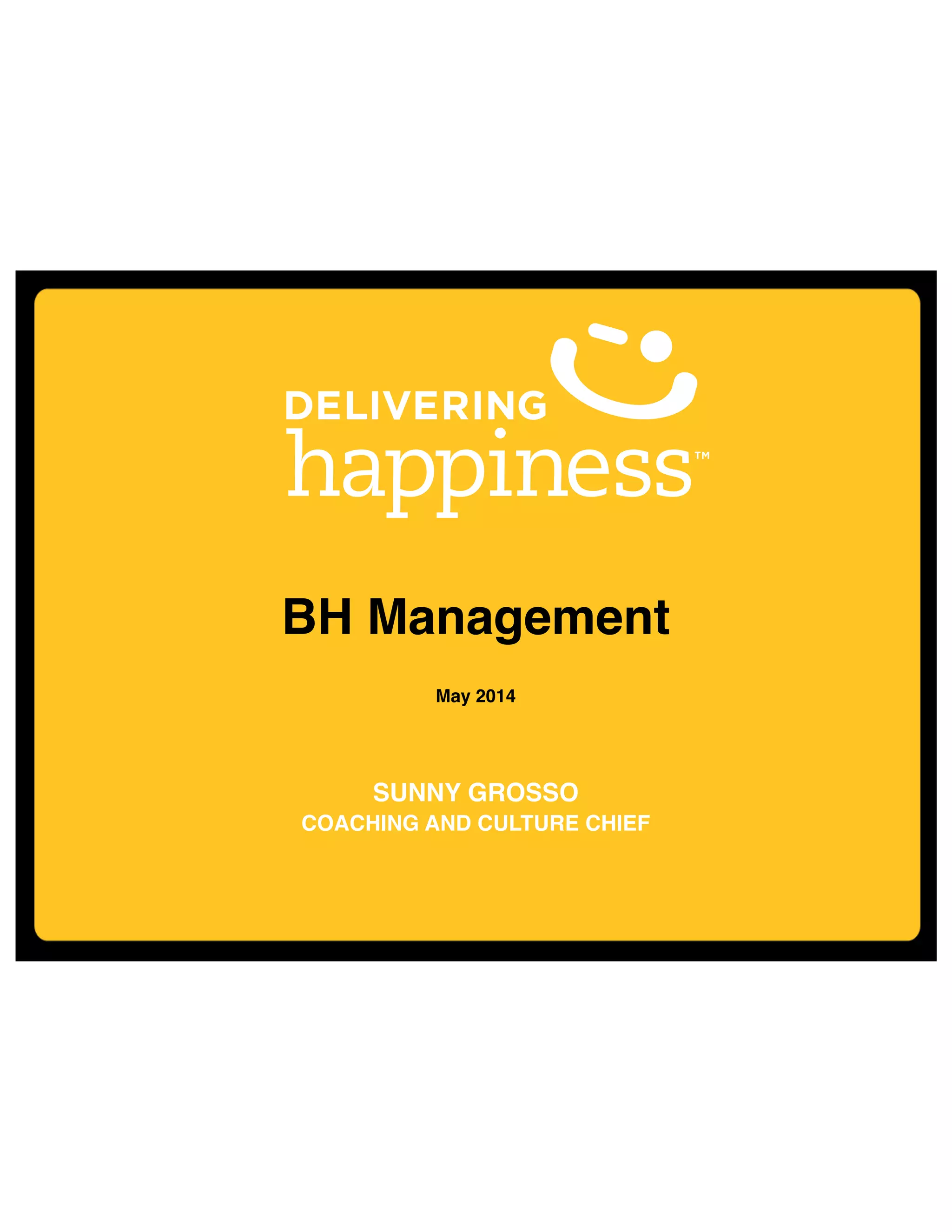 BH Management - Sunny Grosso - Delivering Happiness | PDF | Career ...