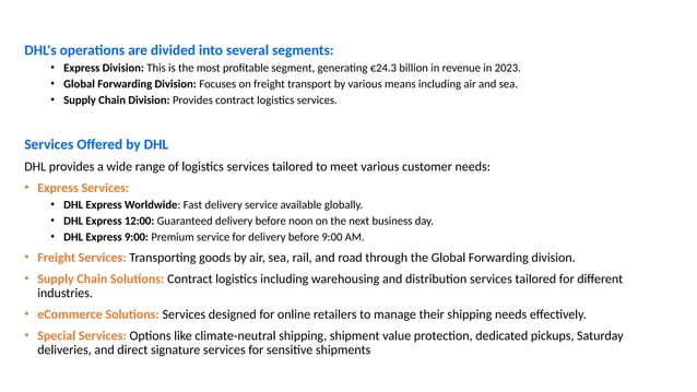 DHL Company, Product & Industry Overview | PPT