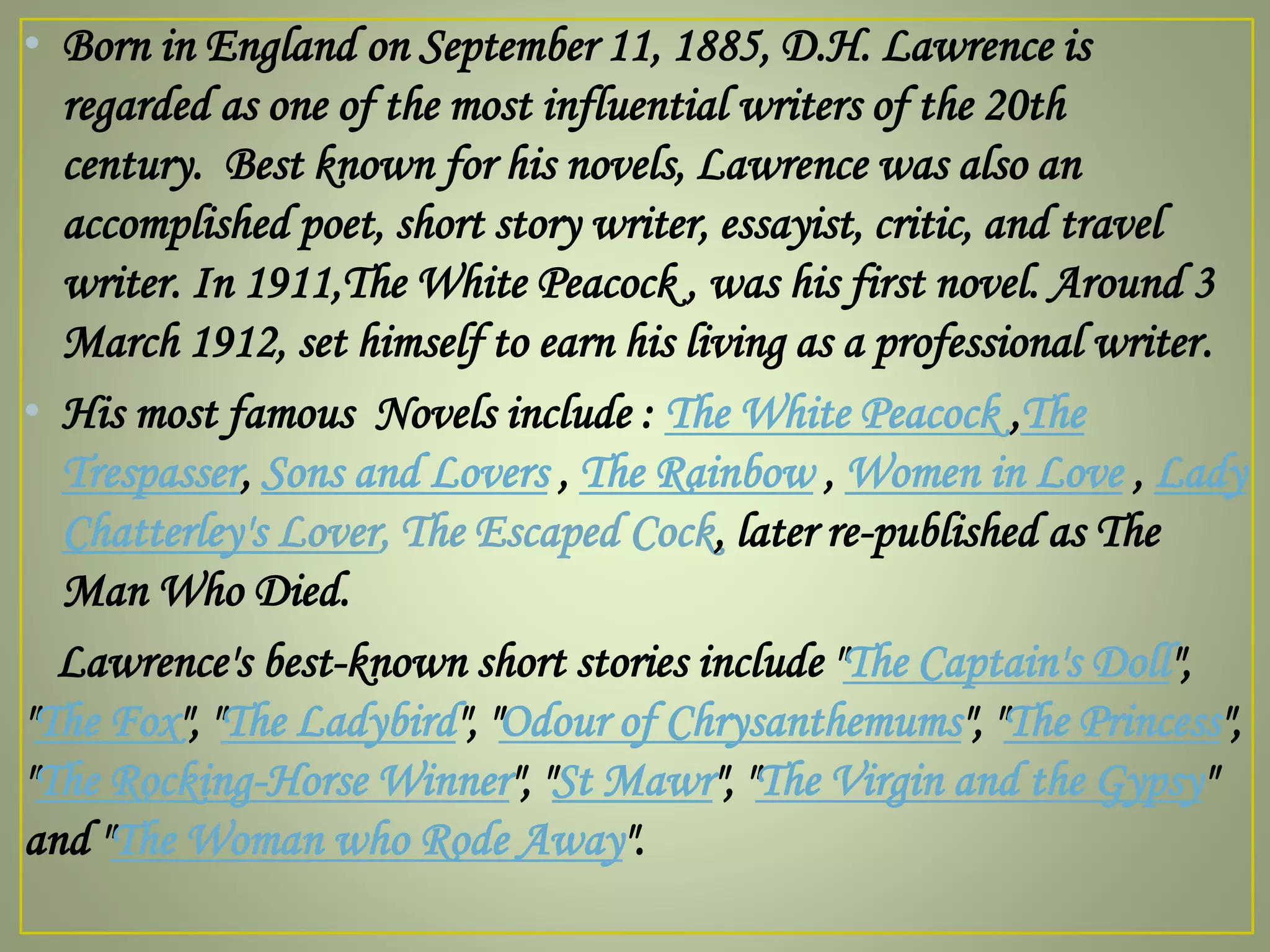 D h lawrence | PPTX