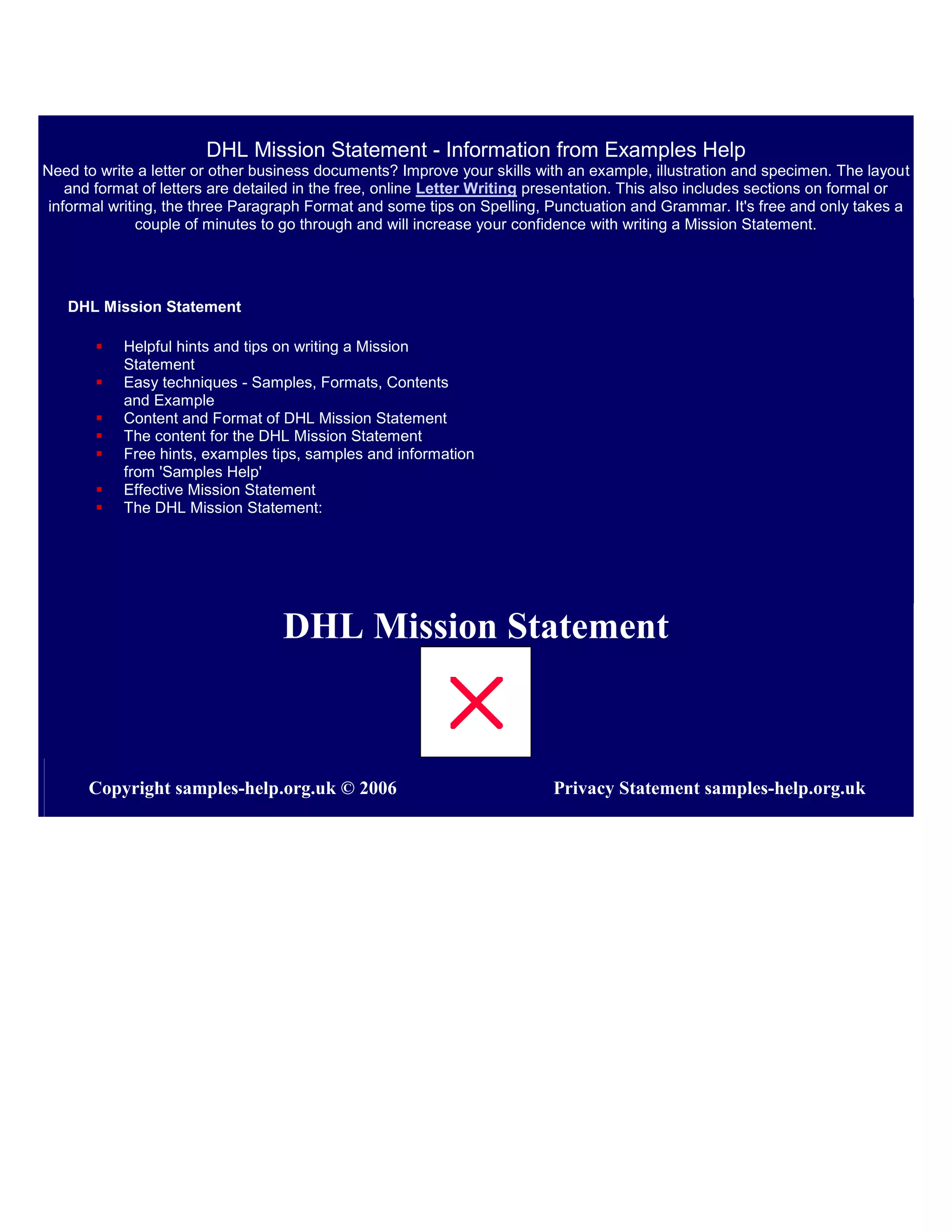 Dhl mission statement | DOCX