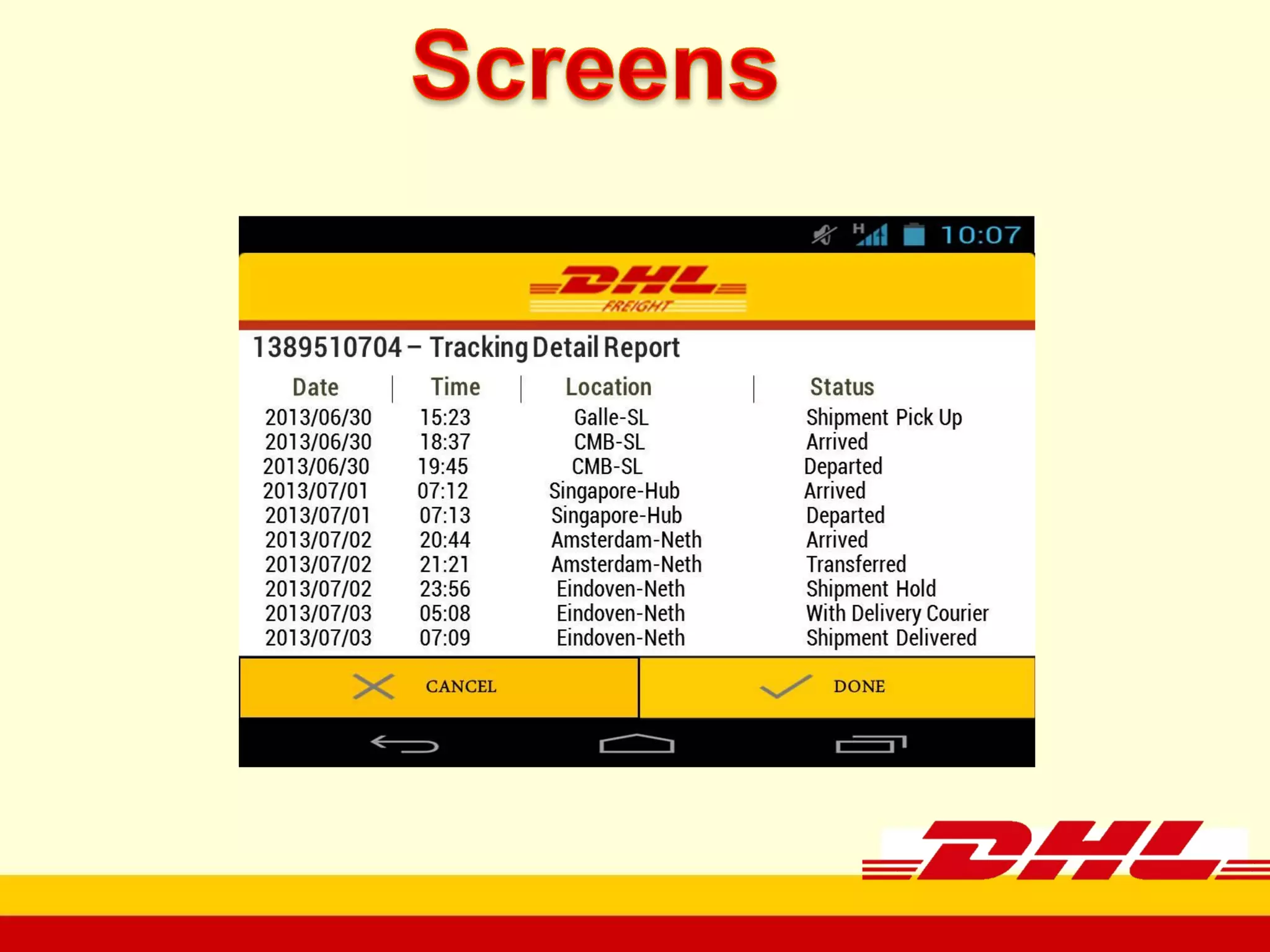 Courier Management System(Dhl software documentation) | PDF