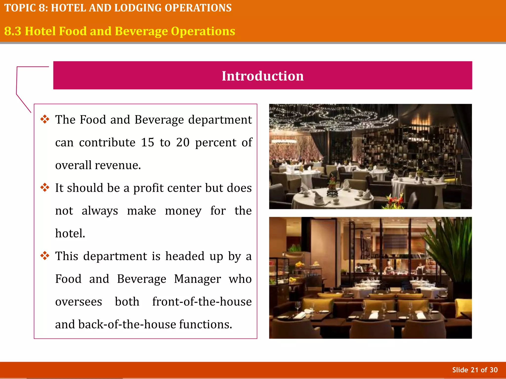 Intro to Hospitality Industry - Unit 8 | PPT