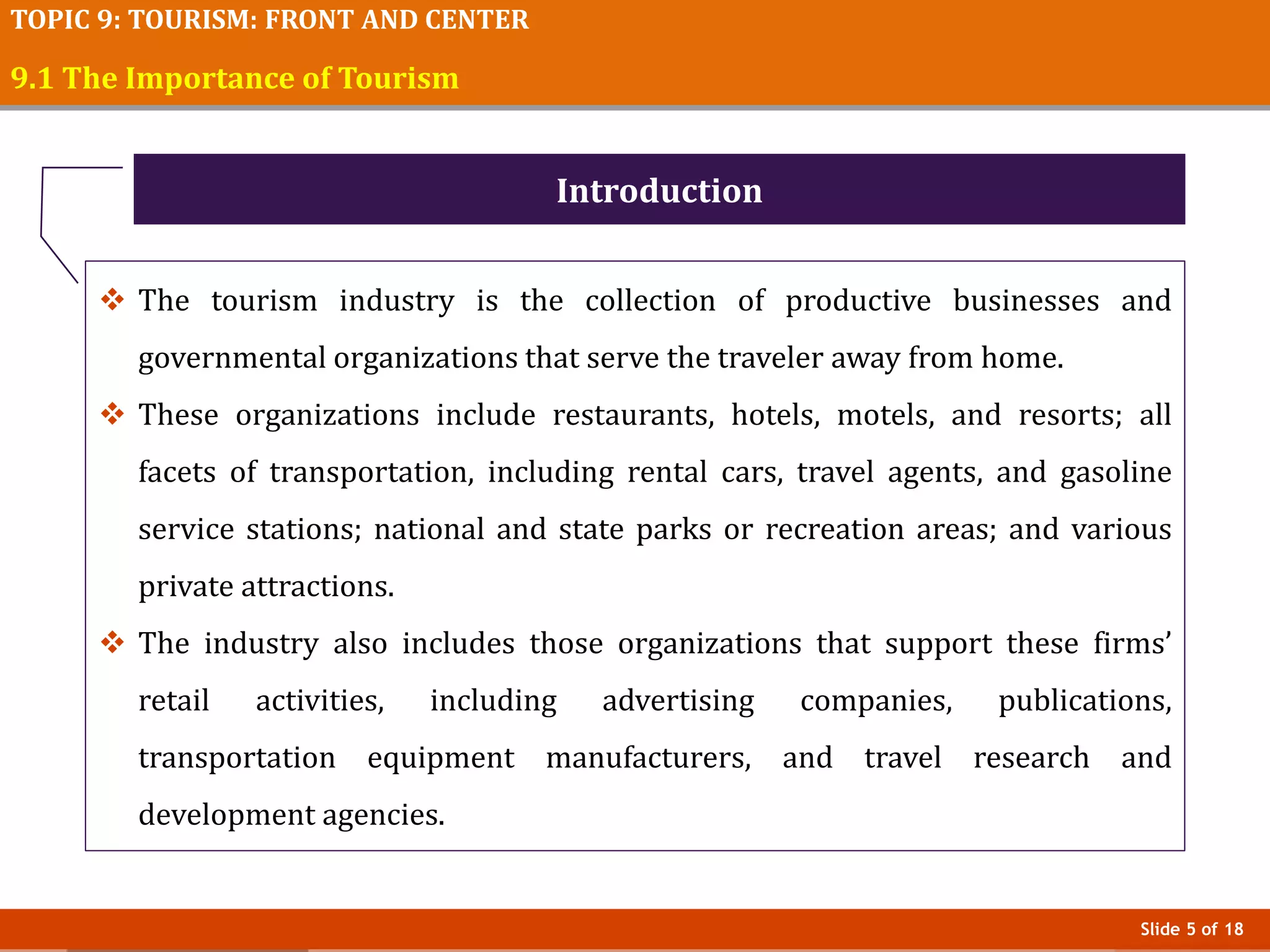 Intro to Hospitality Industry - Unit 9 | PPT