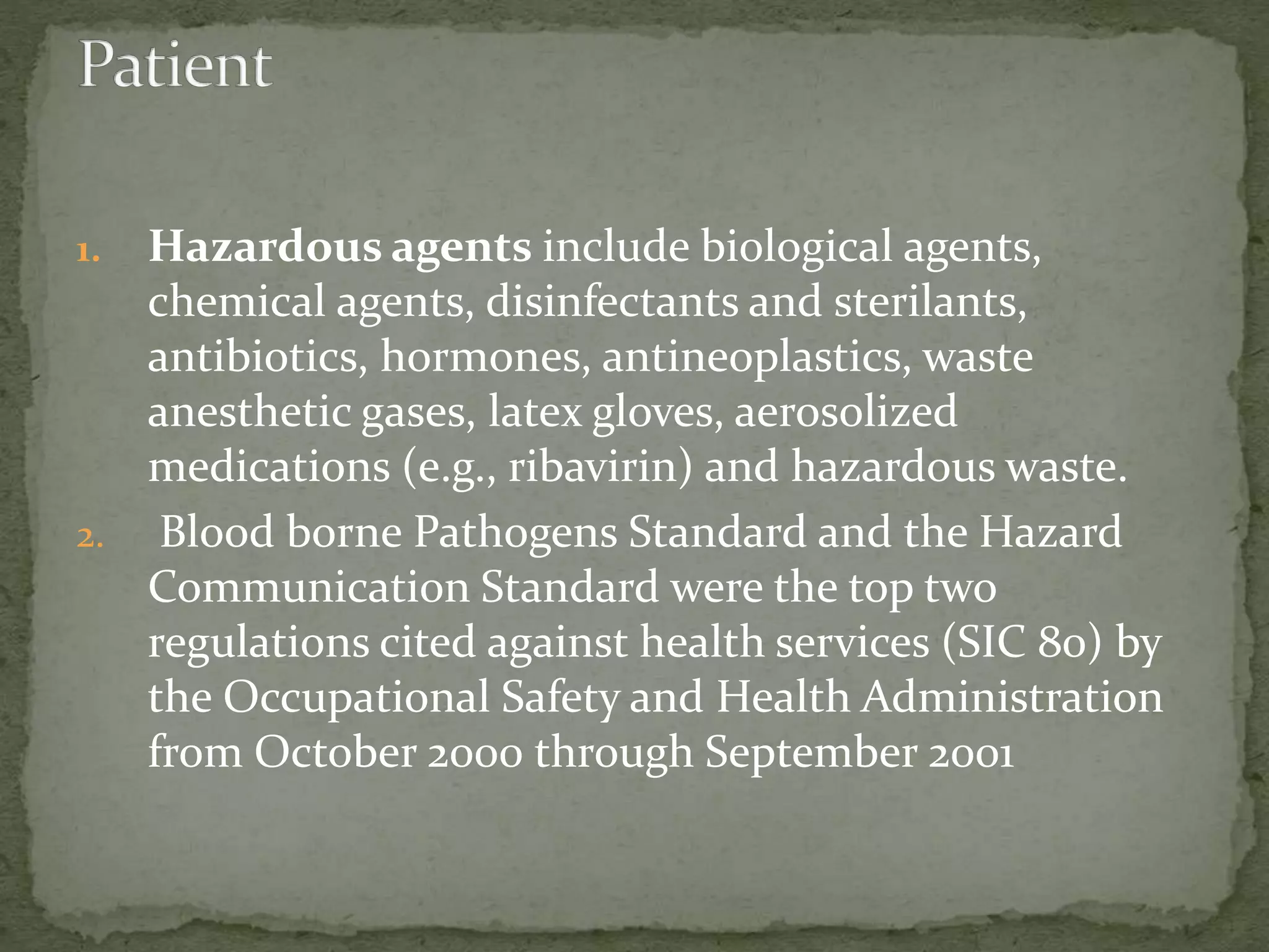 Hospital hazards | PPTX