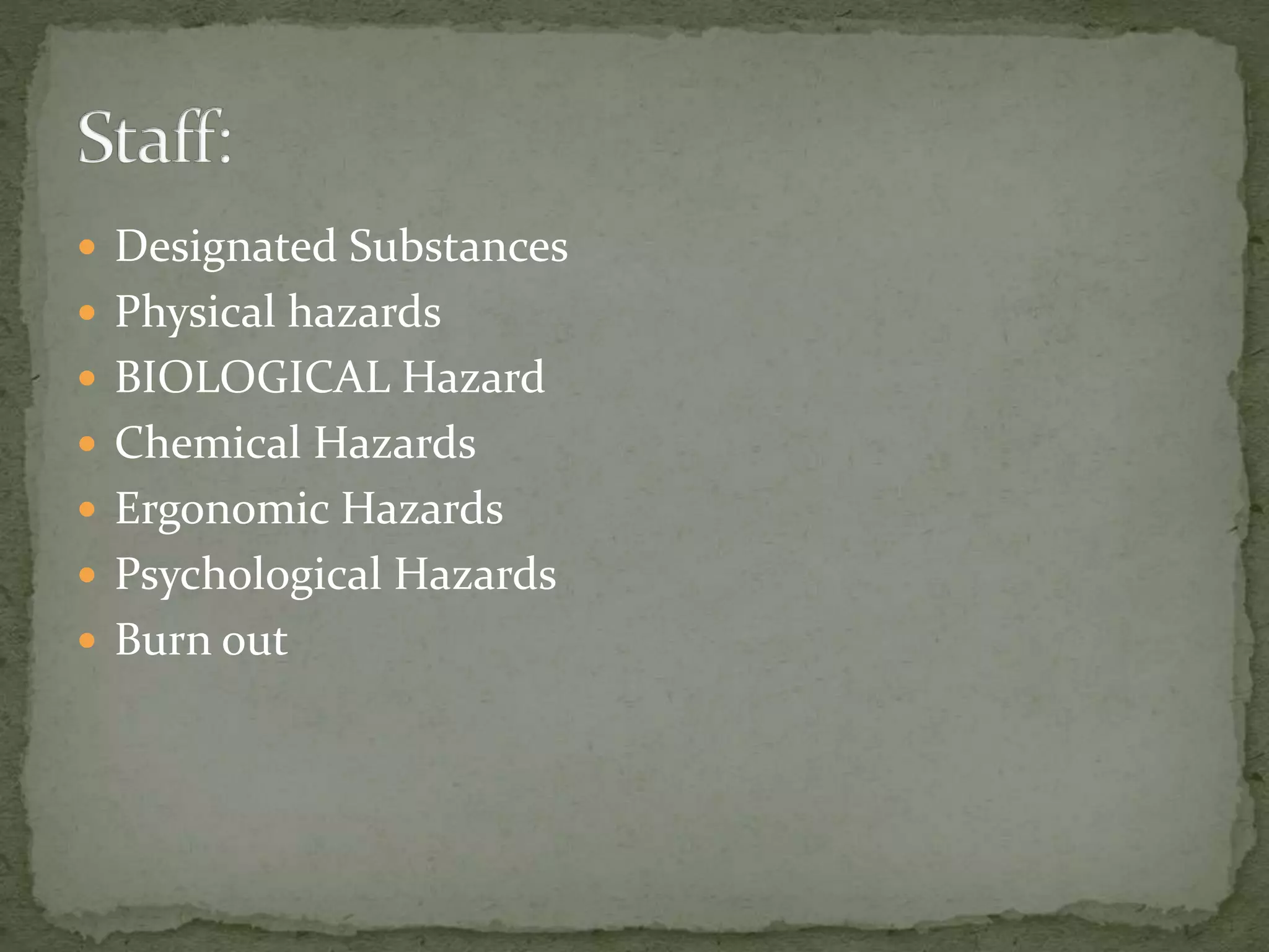 Hospital hazards | PPTX