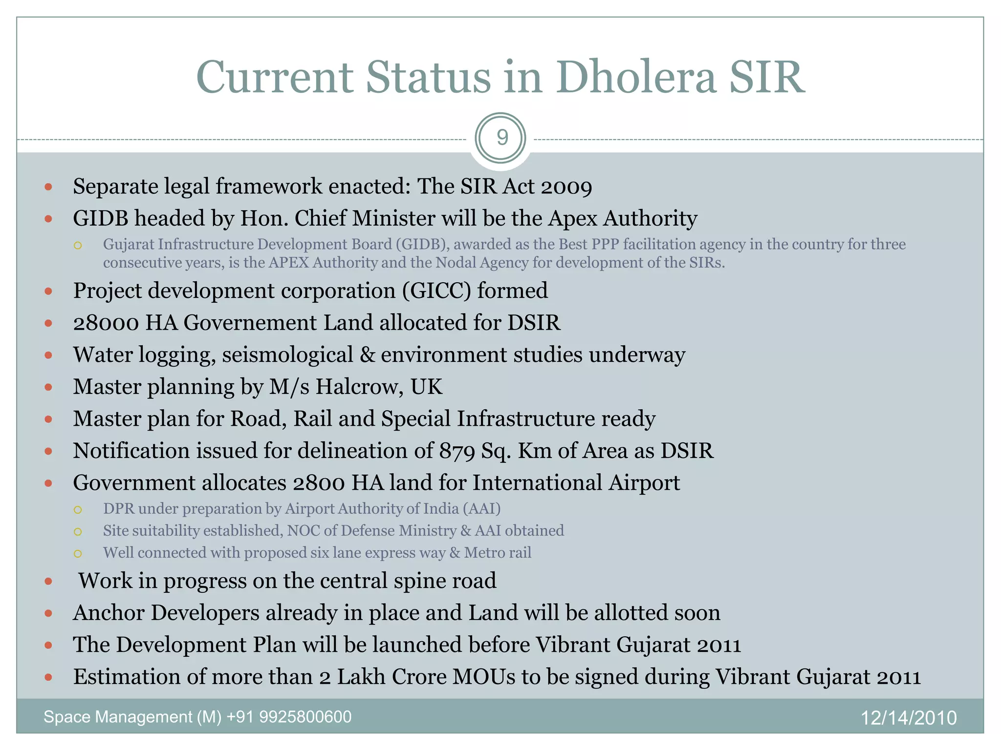 Dholera SIR Investment Proposal | PDF