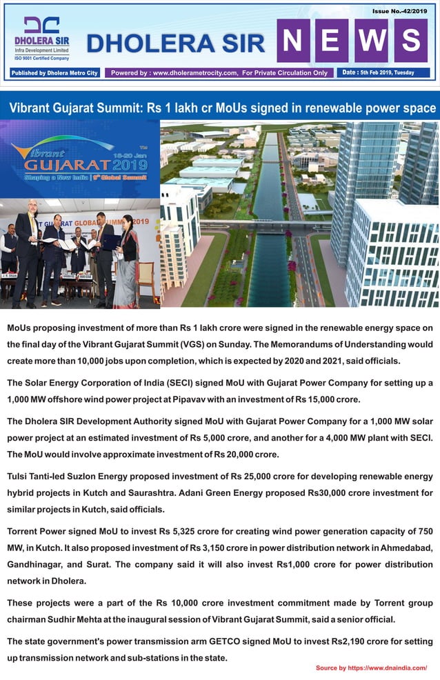 Dholera Smart City Project, Dholera SIR Gujarat, India | PDF