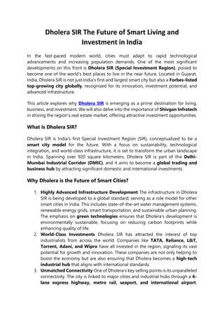 Dholera SIR The Future of Smart Living and Investment in India | PDF