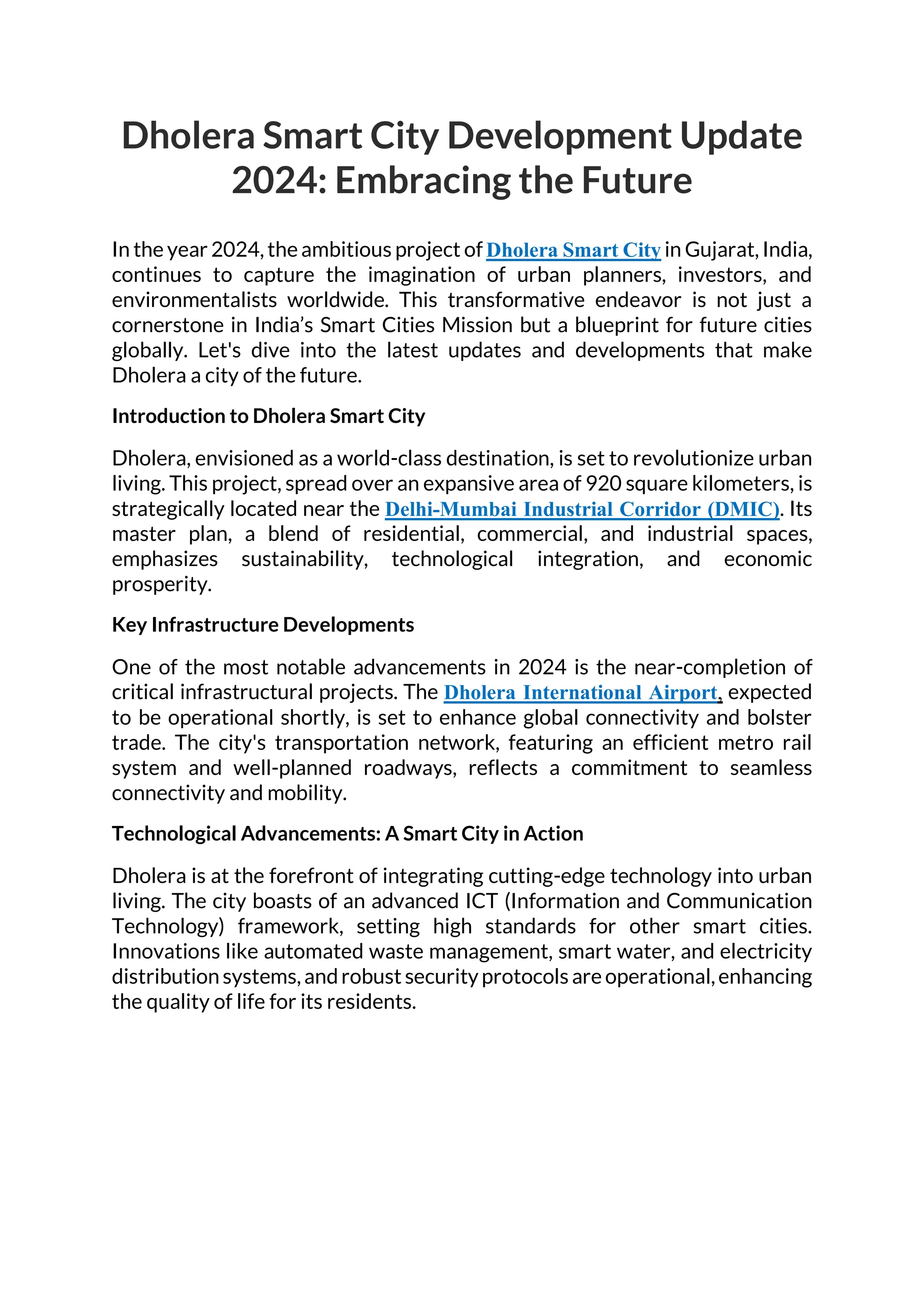 Dholera Smart City Development Update 2024 Embracing the Future.pdf