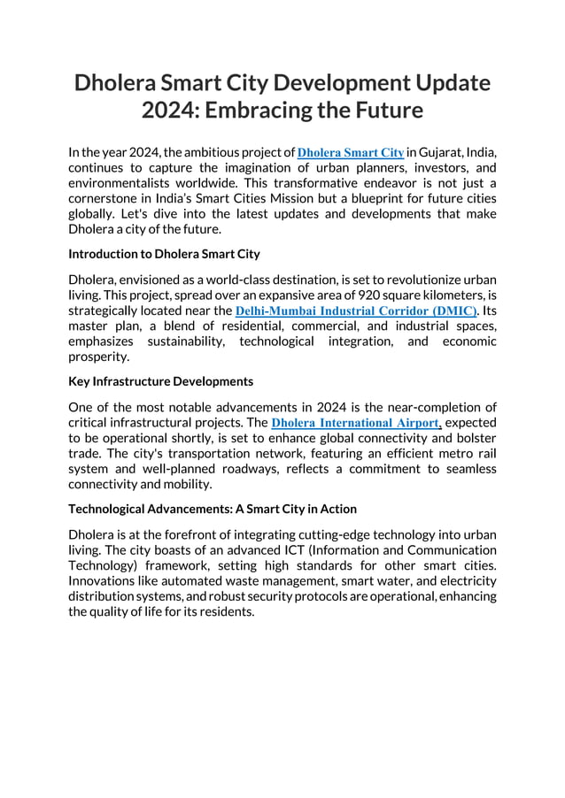 Dholera Smart City Development Update 2024 Embracing the Future.pdf