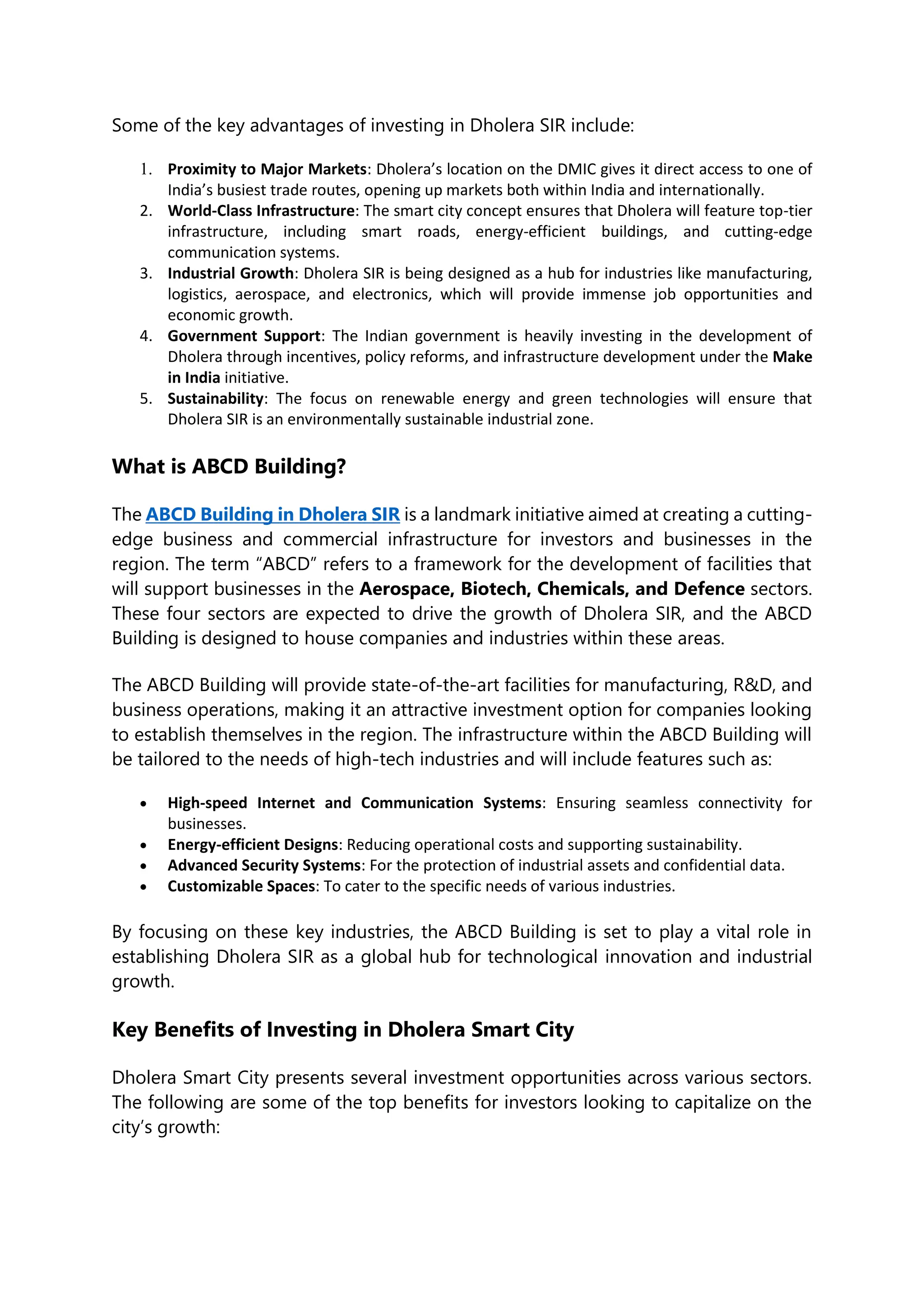Dholera Smart City Investment: ABCD Building Dholera SIR | PDF