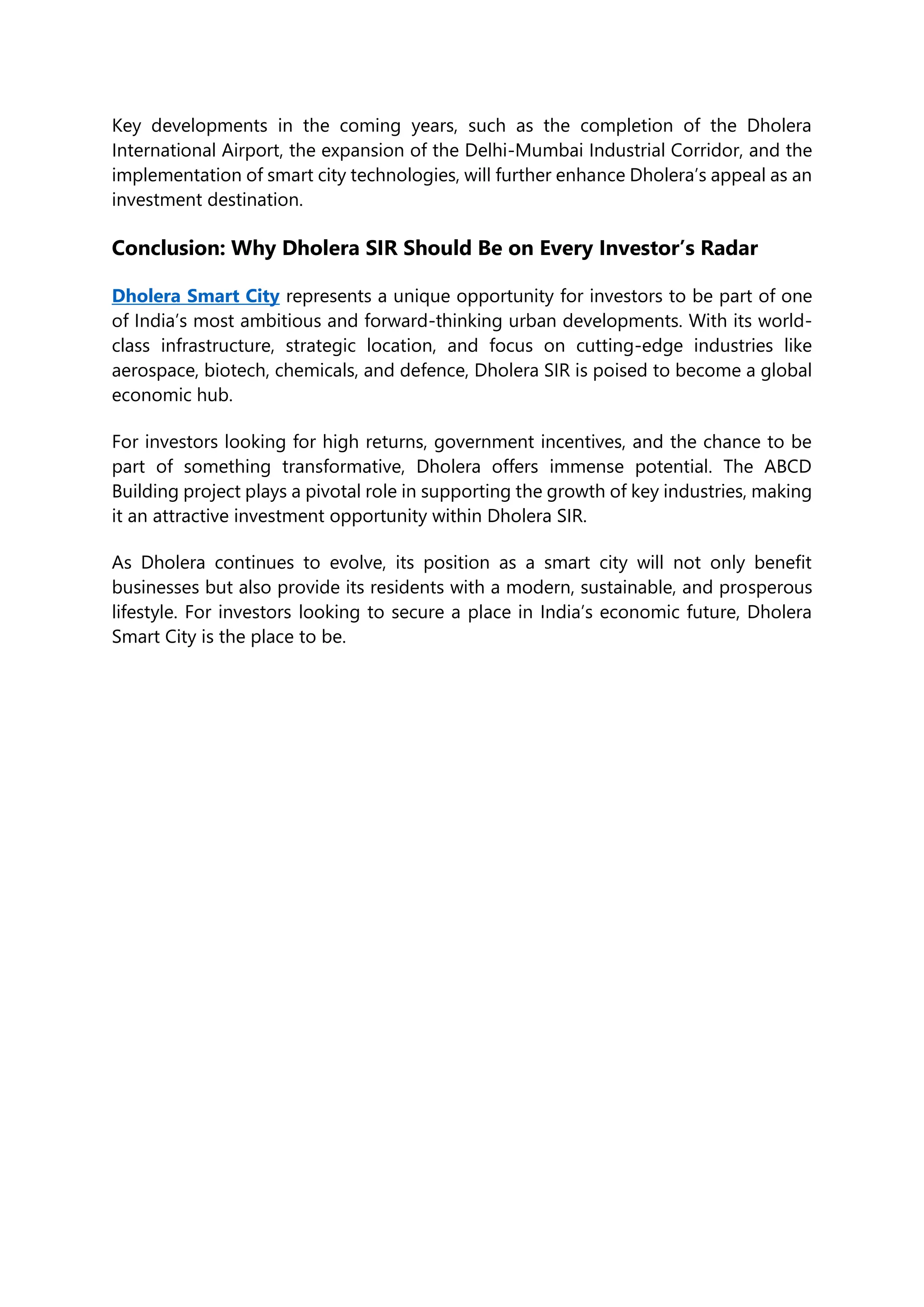 Dholera Smart City Investment: ABCD Building Dholera SIR | PDF