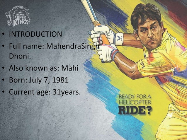 DHONI PPT.pptx | Cricket | Sports