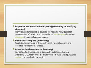 dhoompana and its applied asoect in ayurveda | PPTX