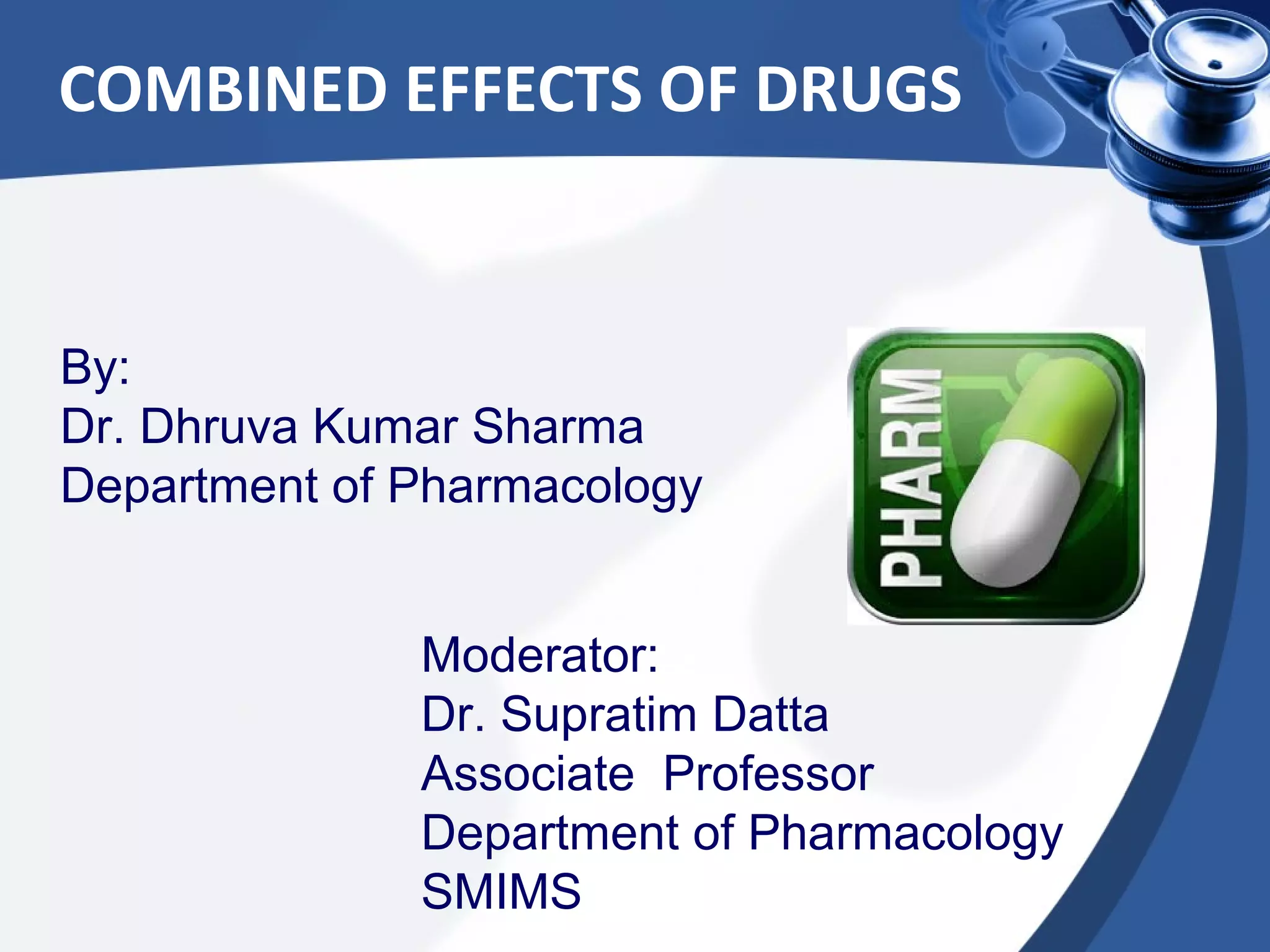 Combined effects of Drugs, Pharmacology | PPT