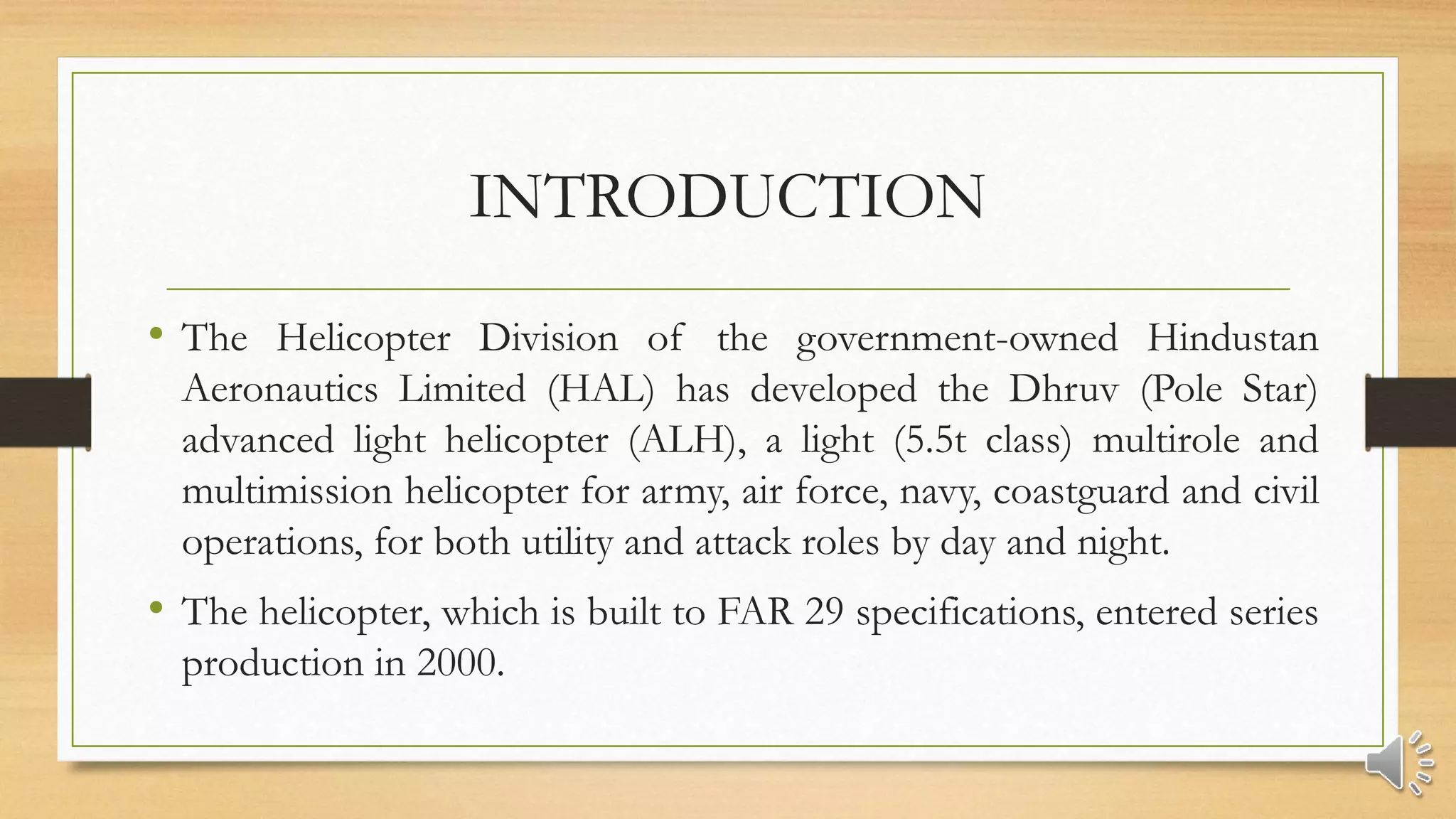 Dhruv advanced light helicopter (alh), india | PPTX