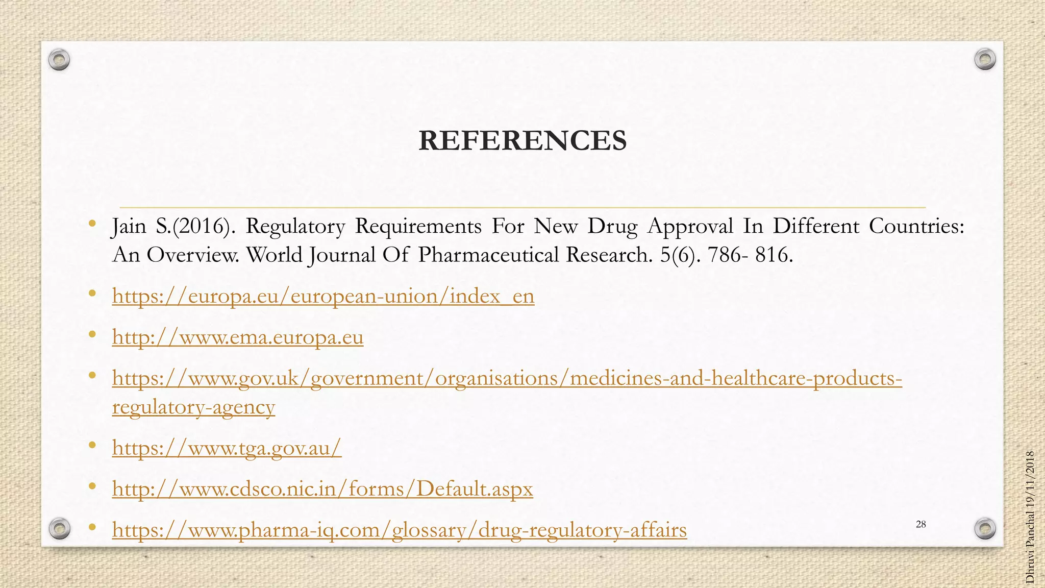 REGULATORY REQUIREMENTS OF EU, MHRA, TGA AND RoW COUNTRIES | PPTX