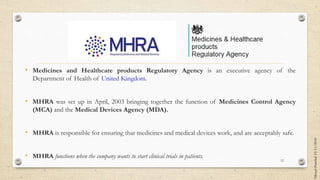 REGULATORY REQUIREMENTS OF EU, MHRA, TGA AND RoW COUNTRIES | PPTX