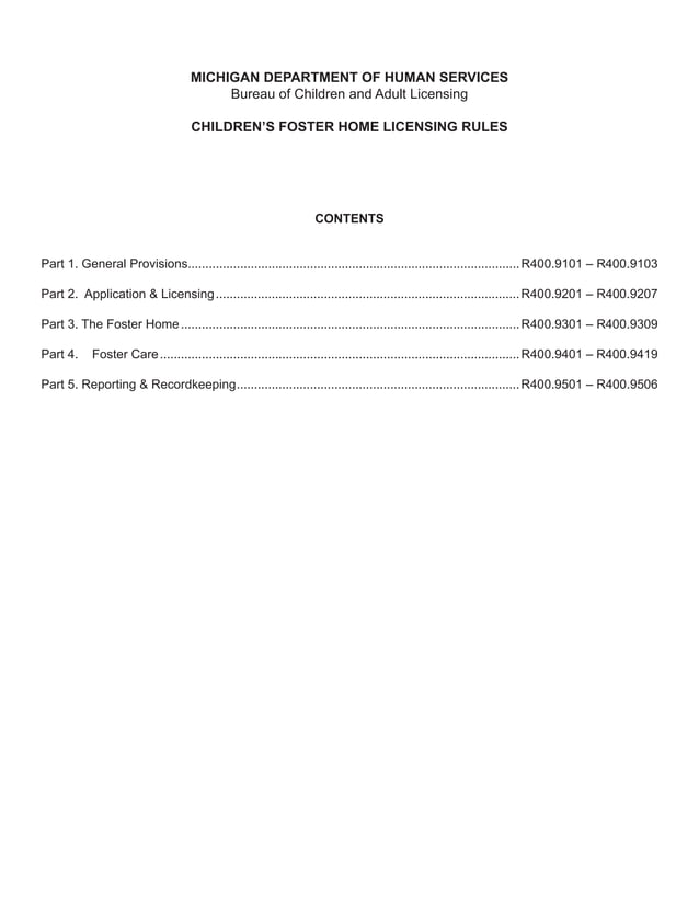 Licensing Rules for Foster Family Homes | PDF
