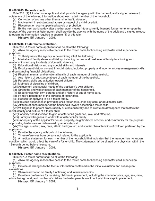 Licensing Rules for Foster Family Homes | PDF