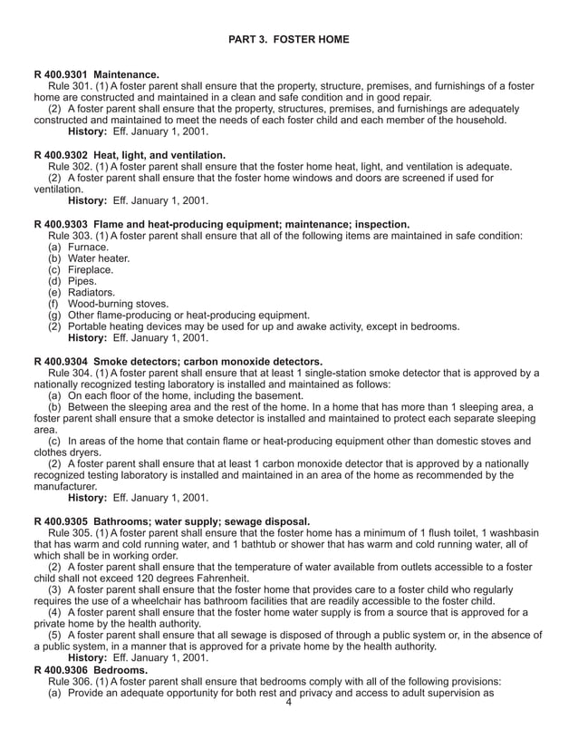 Licensing Rules for Foster Family Homes | PDF