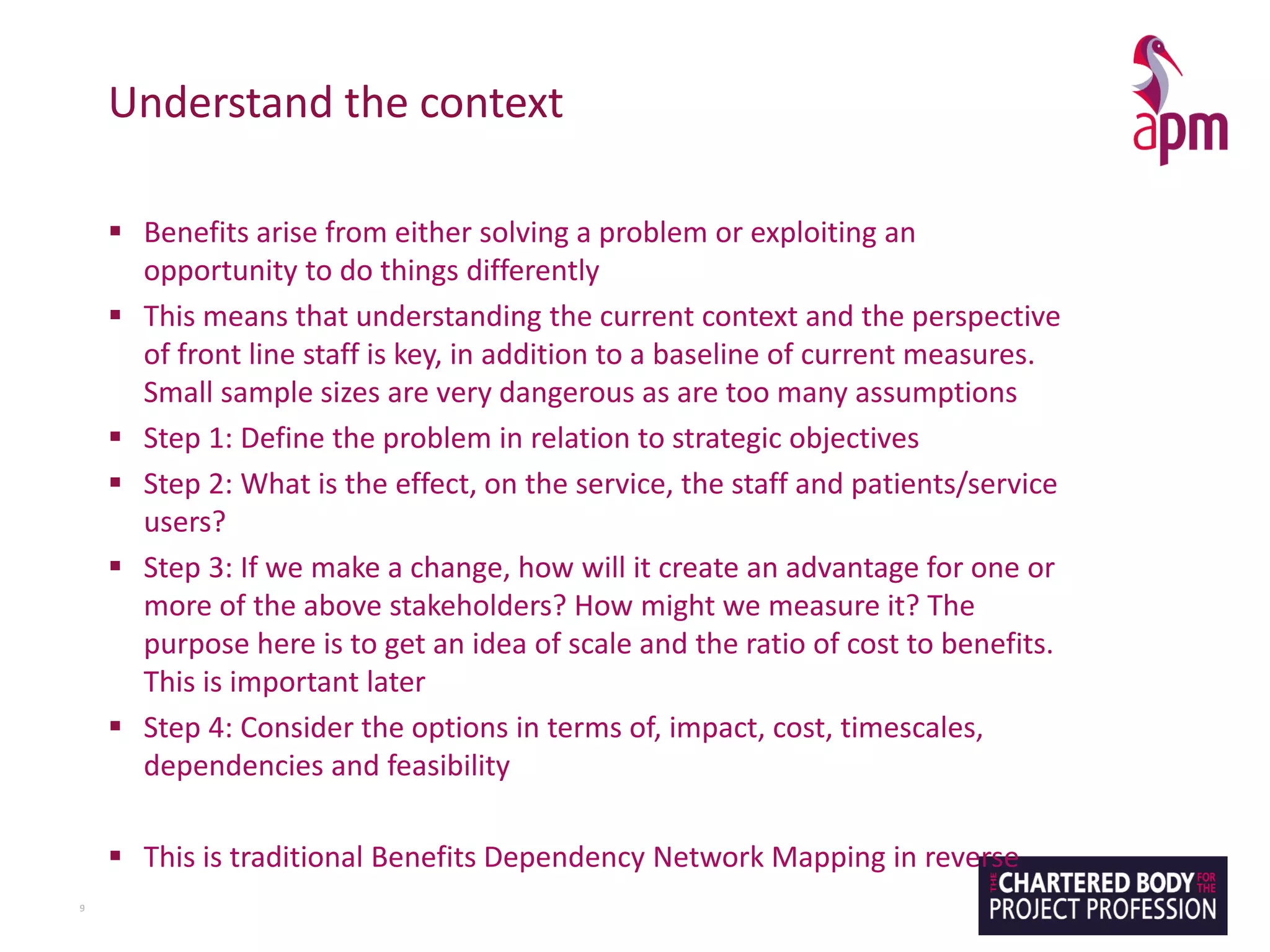Benefits Management in Health and Care part 1: Identify and map target ...