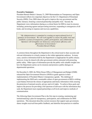 DHS Open Government Plan | PDF