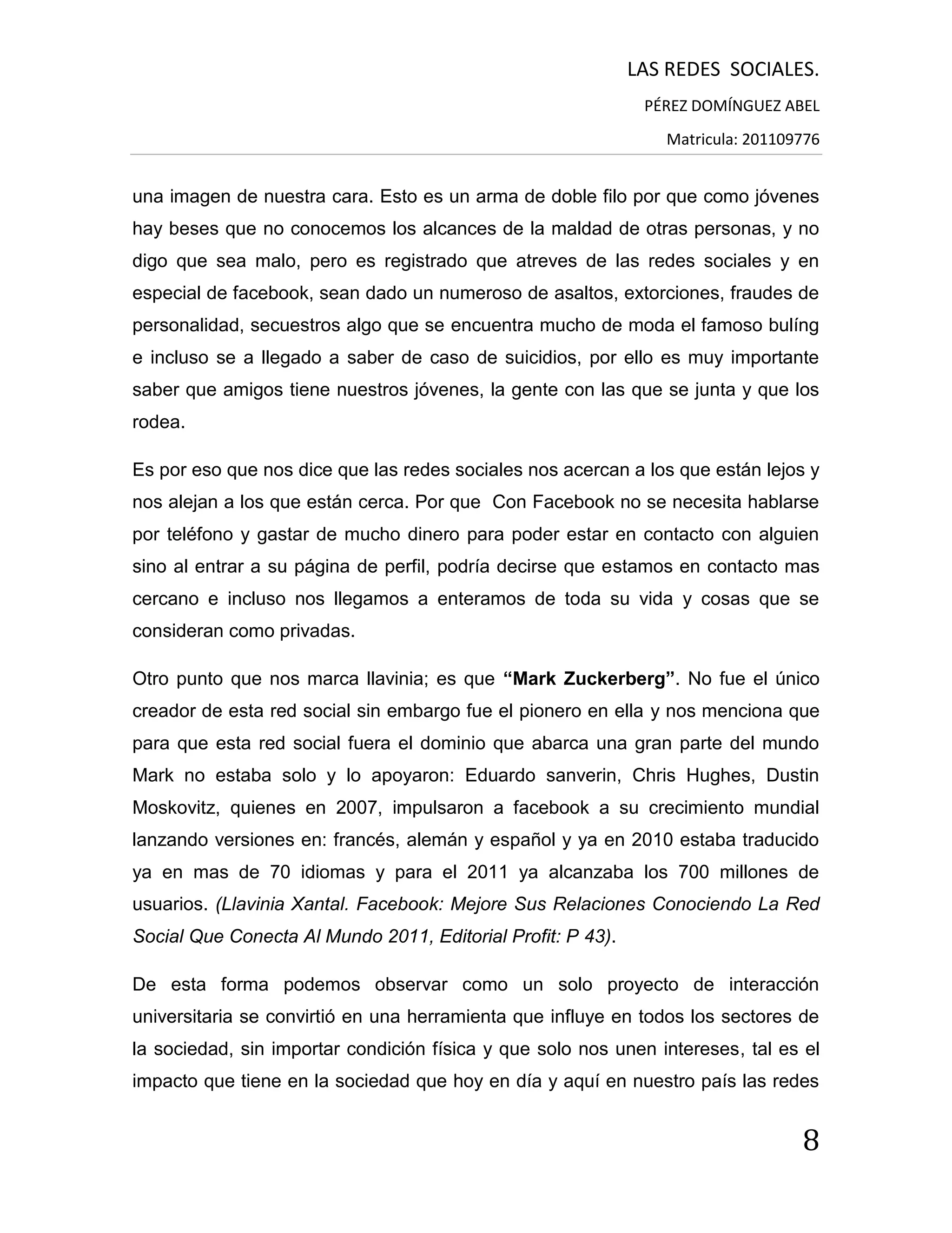 Ensayo Las Redes Sociales. | DOCX