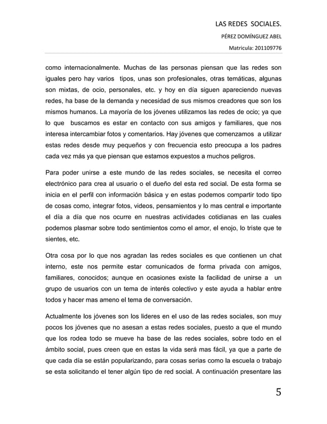 Ensayo Las Redes Sociales. | DOCX