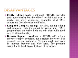 Dhtml | PPTX | Web Design and HTML | Internet